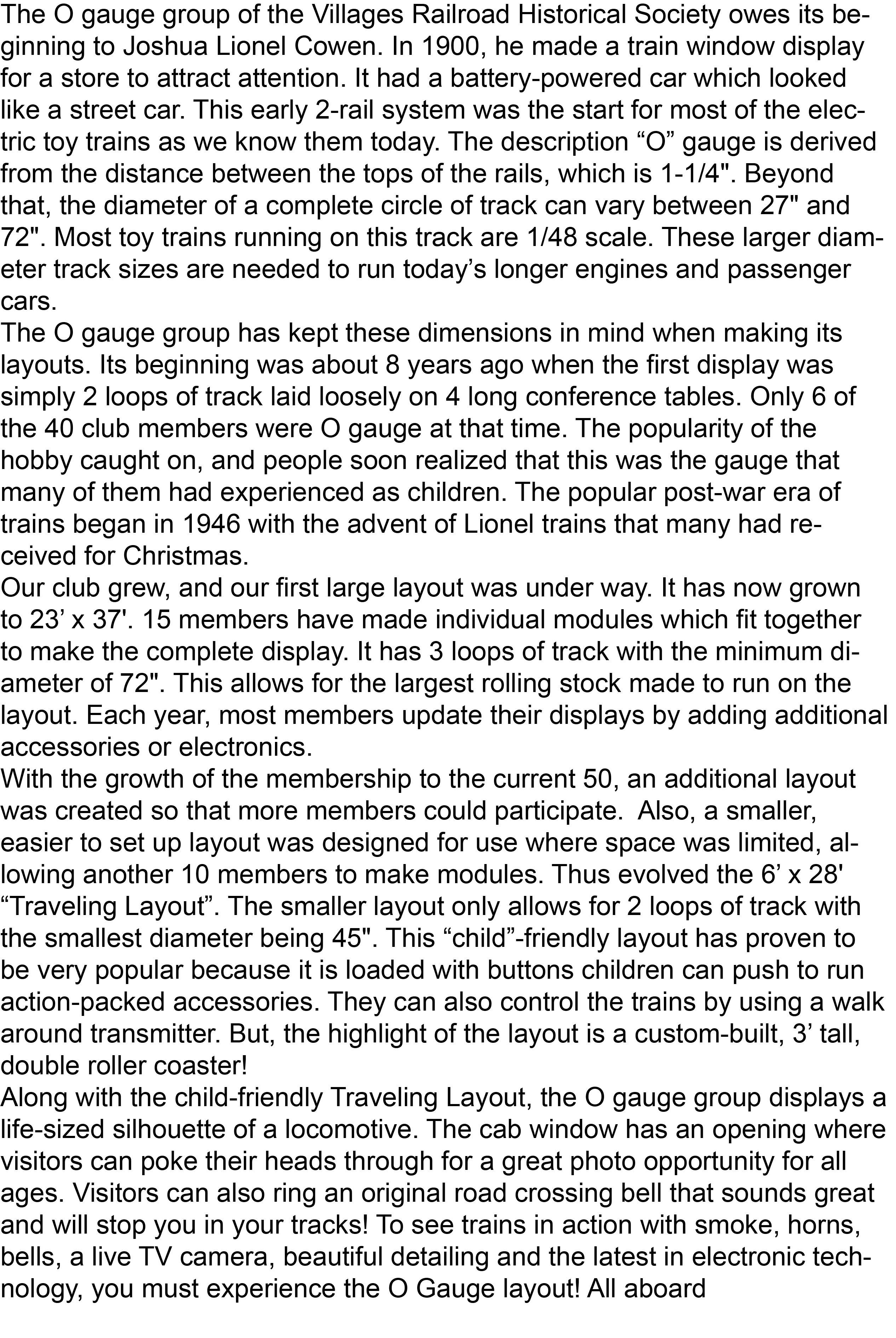 O Scale: The Villages Model Train Club